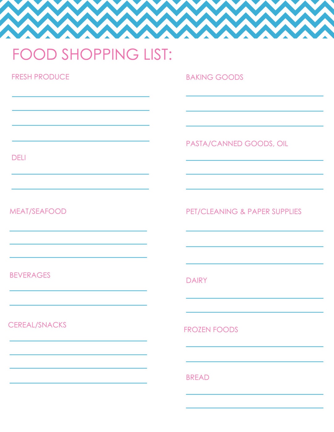 INSTANT DOWNLOAD Printable Food Shopping List / ORGANIZE It Food ...