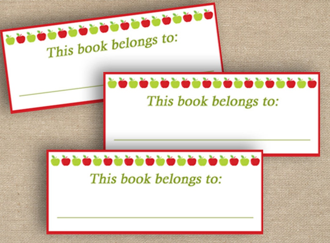 INSTANT PRINTABLE Labels for School DIY Printable Book Labels, Apple ...
