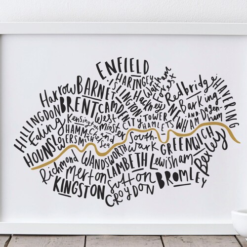 Map of London Boroughs Art Print - Etsy Map of London Boroughs Art Print - Etsy