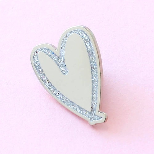 Gift for Her Heart Enamel Pin Cute Lapel Pin Glitter Enamel - Etsy