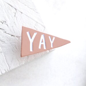 YAY Enamel Pin YAY Pennant Flag Rose Gold Enamel - Etsy
