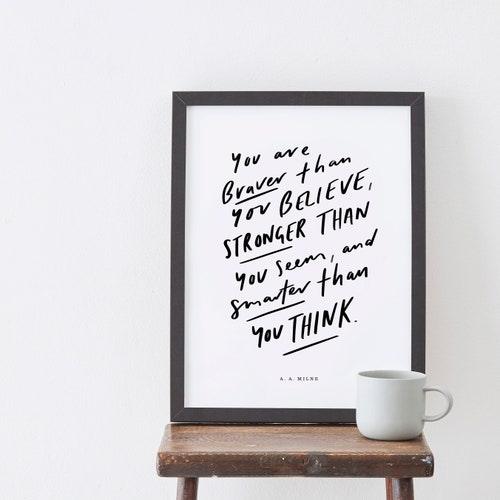 You Are Fierce and Brave Art Print Wall Art Hand-lettered | Etsy