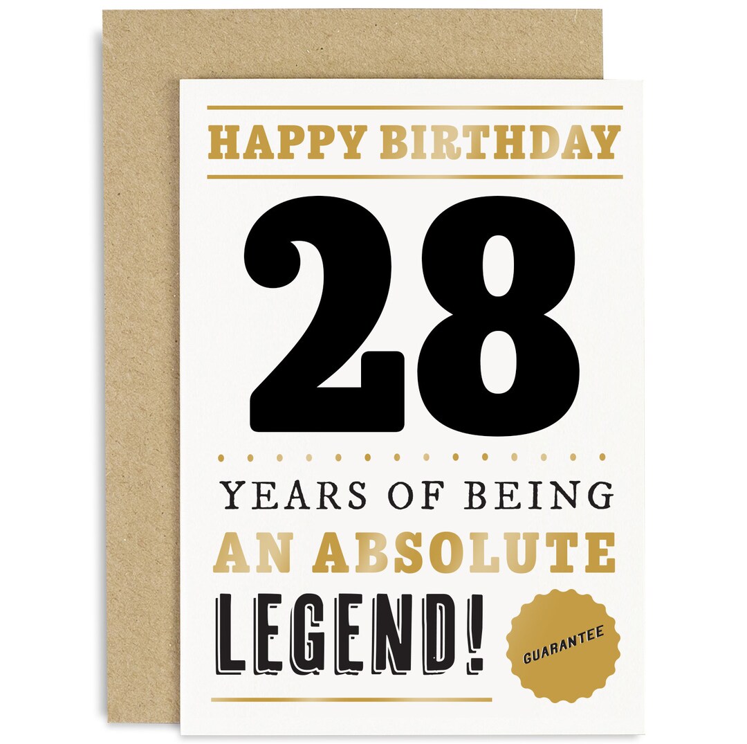 28 Years Legend Card - 28th Birthday Card for Him - 28th Birthday Card ...