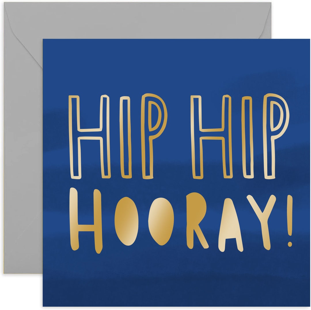 Hip Hip Hooray Gold Card - Good News Card - Celebration Greeting Card ...