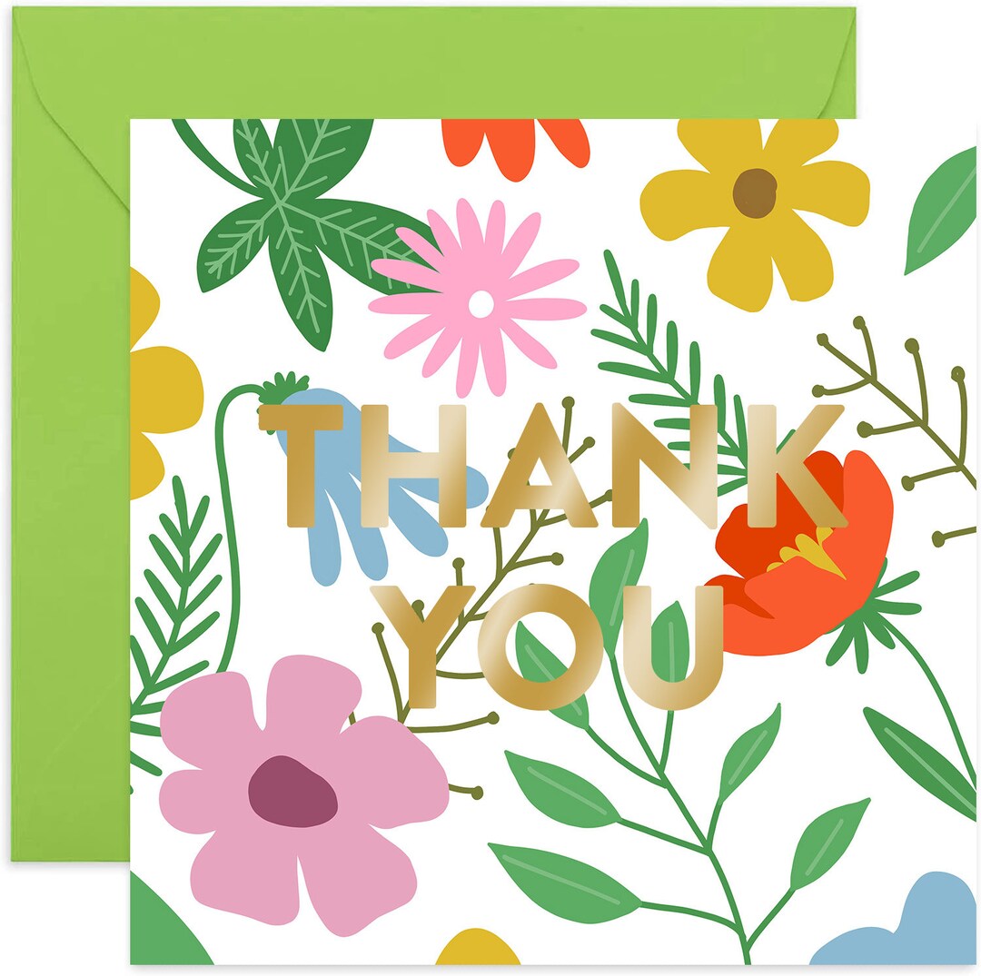Thank You Flowers Card - Thanks Card - Thank You Greeting Card - Card ...