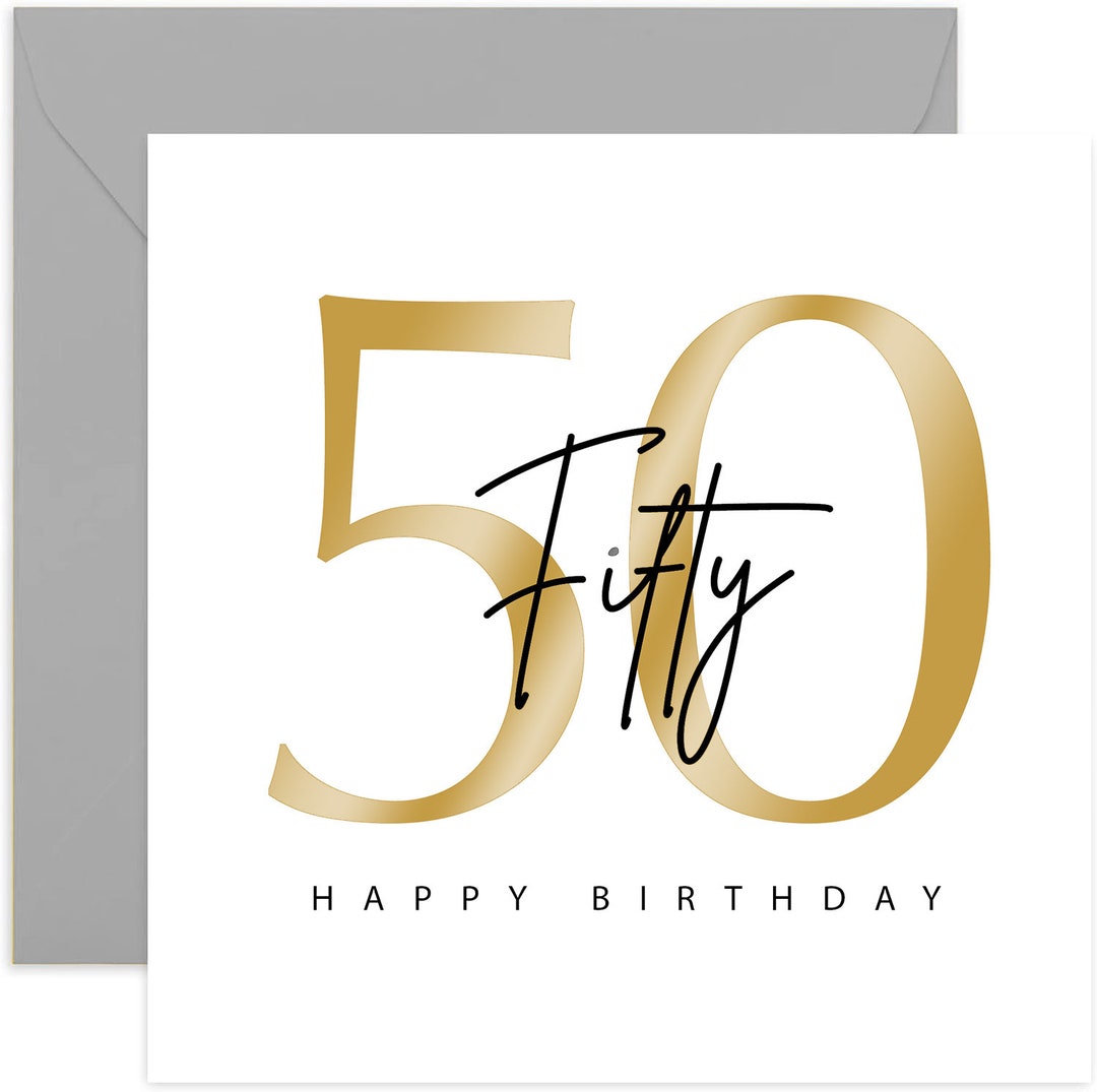 50th Birthday Card - Happy Birthday Card - 50th Birthday Card - Card ...