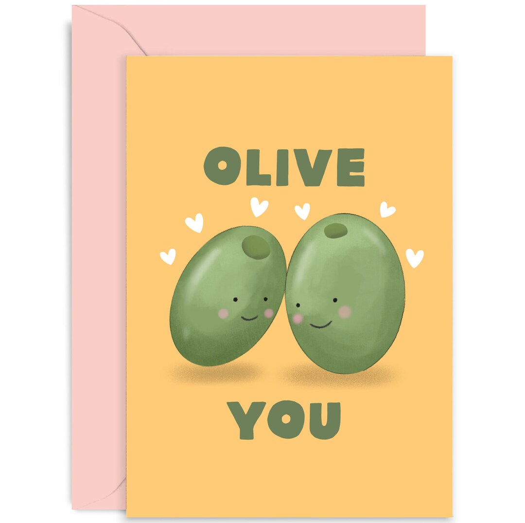 Olive You Card Anniversary Card Love Card Valentine's Day Card Funny ...