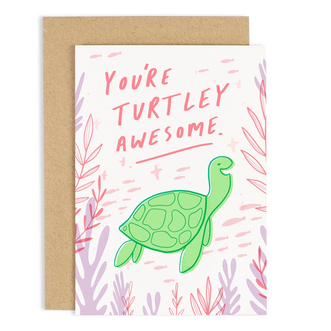 Turtley Awesome Card - Love Card - Colourful Card - Fun Love Card ...