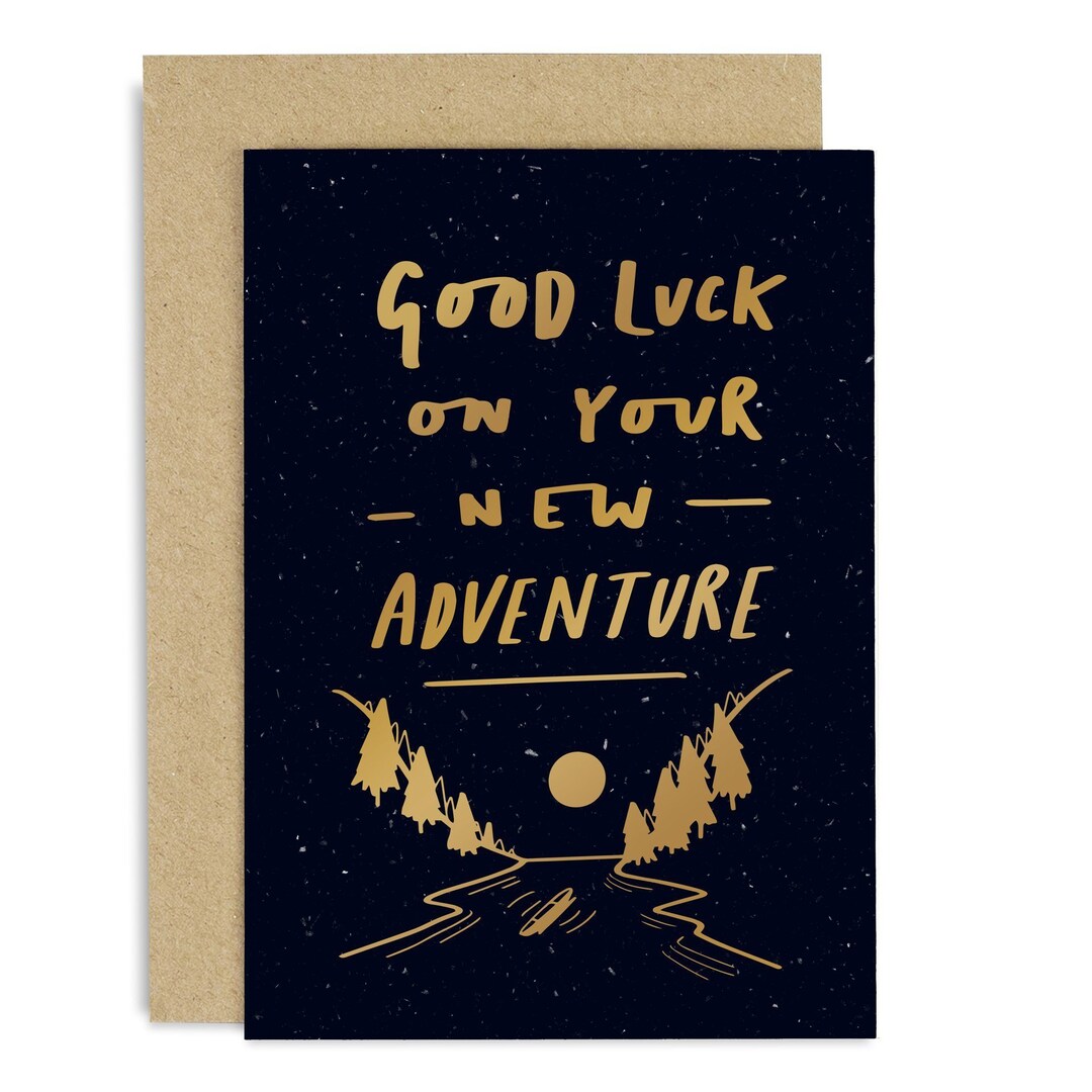 Good Luck New Adventure Card: Copper Foil Greeting Card - Etsy