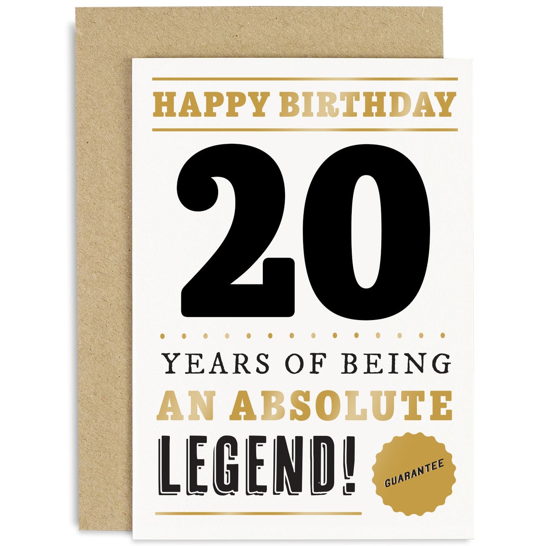 20 Years Legend Card - 20th Birthday Card for Him - 20th Birthday Card ...