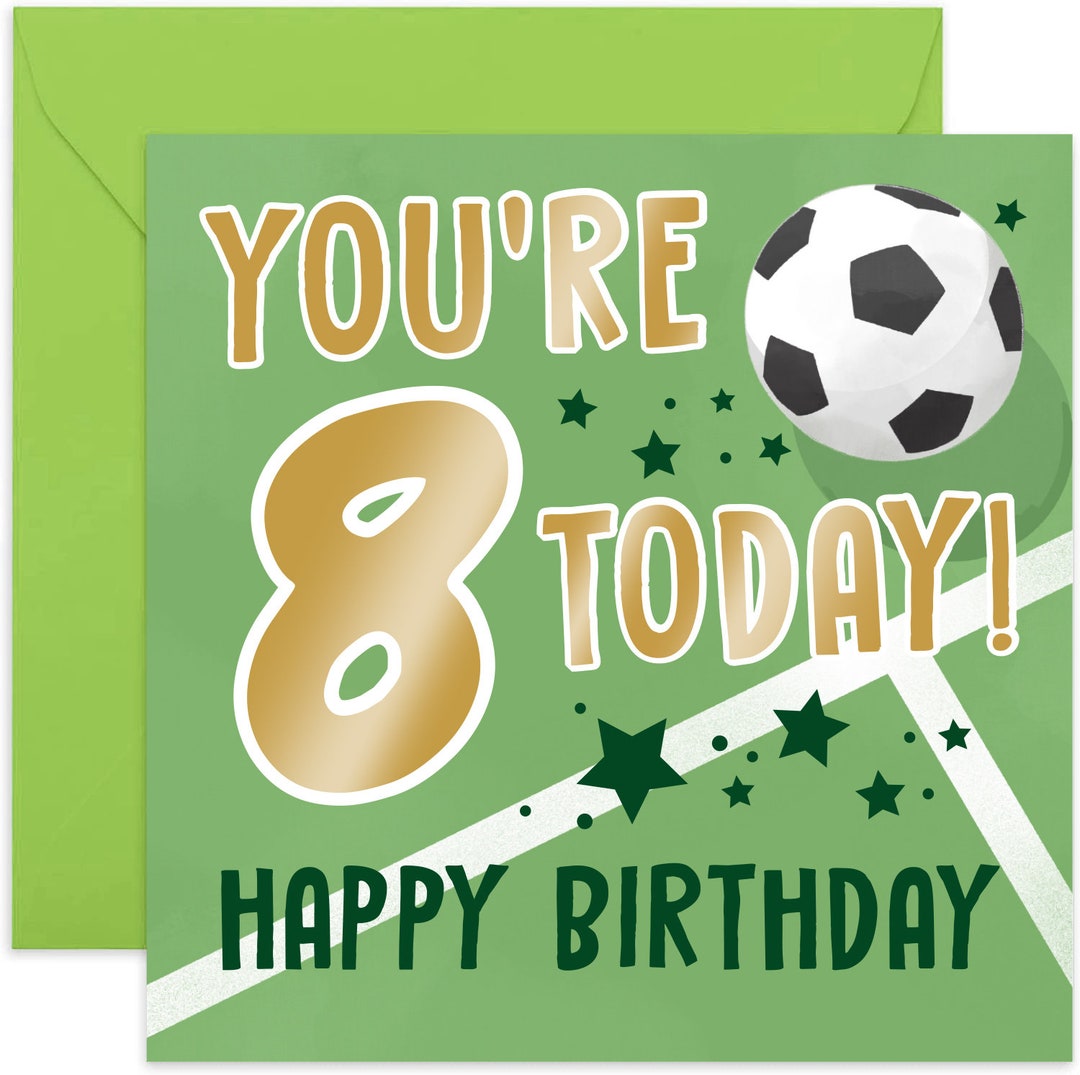 8th Birthday Football Card - 8th Birthday Card - Football 8th Birthday ...