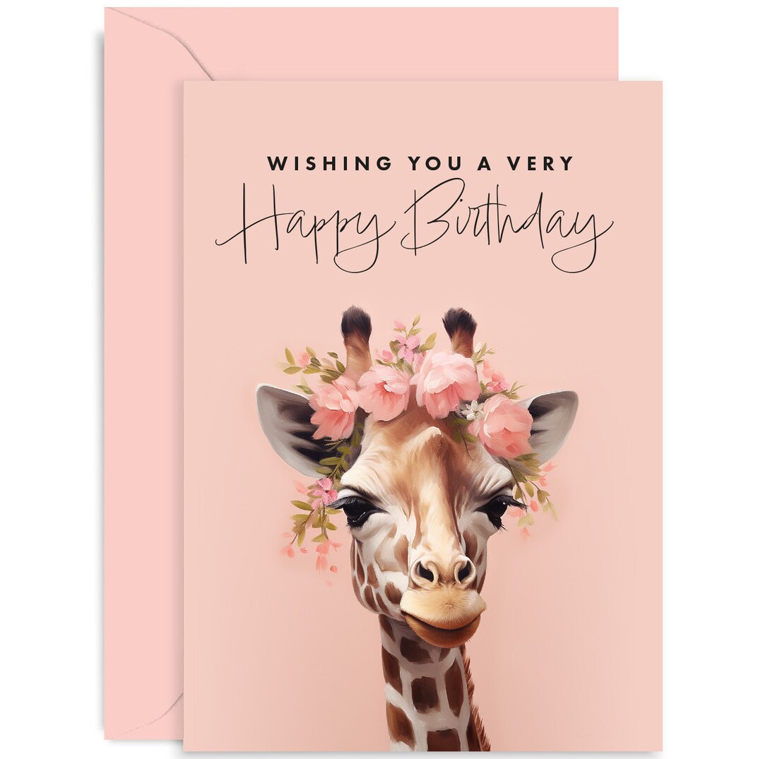 Happy Birthday Giraffe Card - Birthday Card for Friend - Birthday Card ...