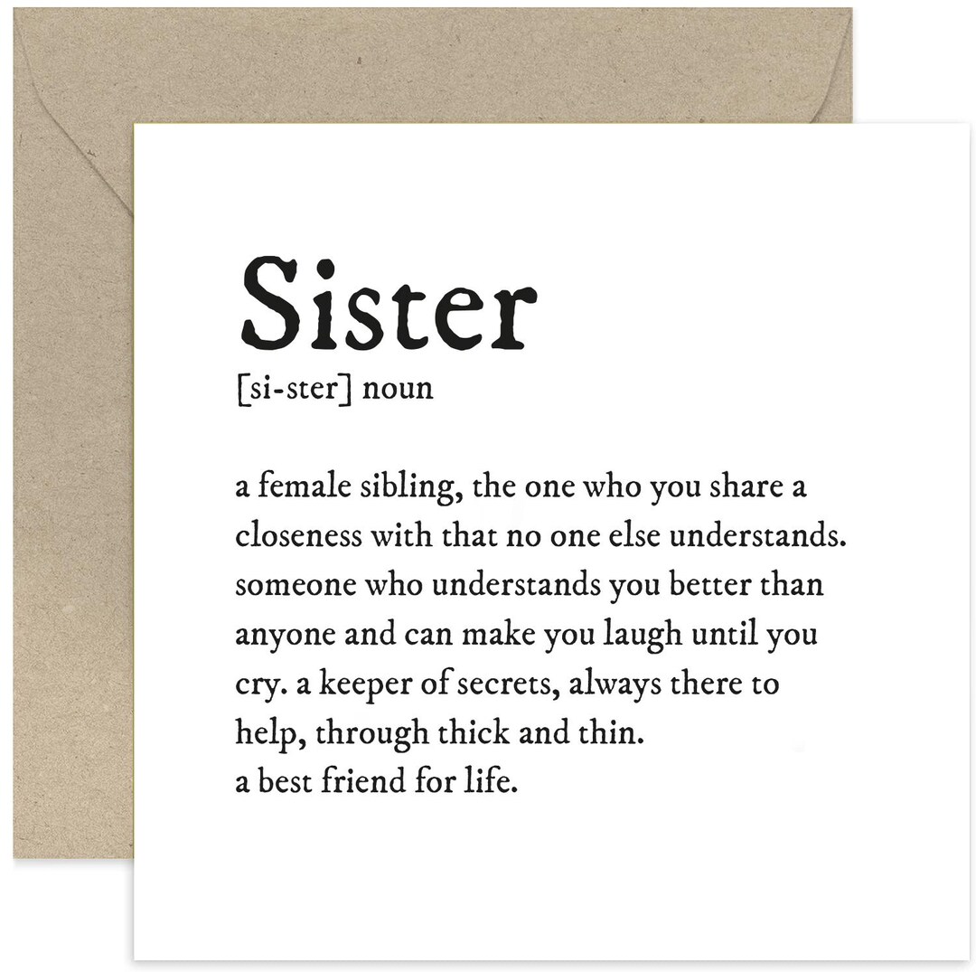 Sister Definition Card - Birthday Card for Her - Funny Birthday Card ...