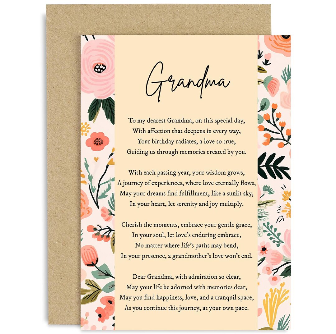 Floral Grandma Birthday Card - Birthday Card for Grandma - Birthday ...