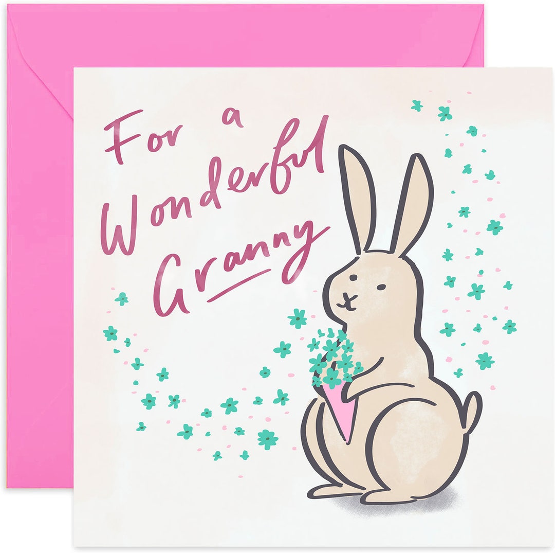 For A Wonderful Granny Rabbit Card - Cute Birthday Card for Her - Fun ...