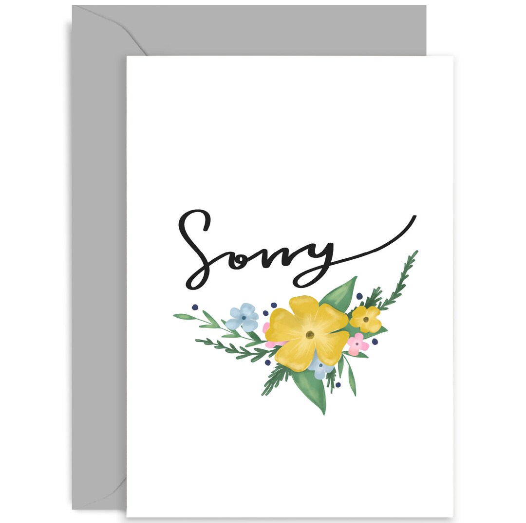 Sorry Flower Card - Sympathy Card - Friendship Card - Kindness Card ...