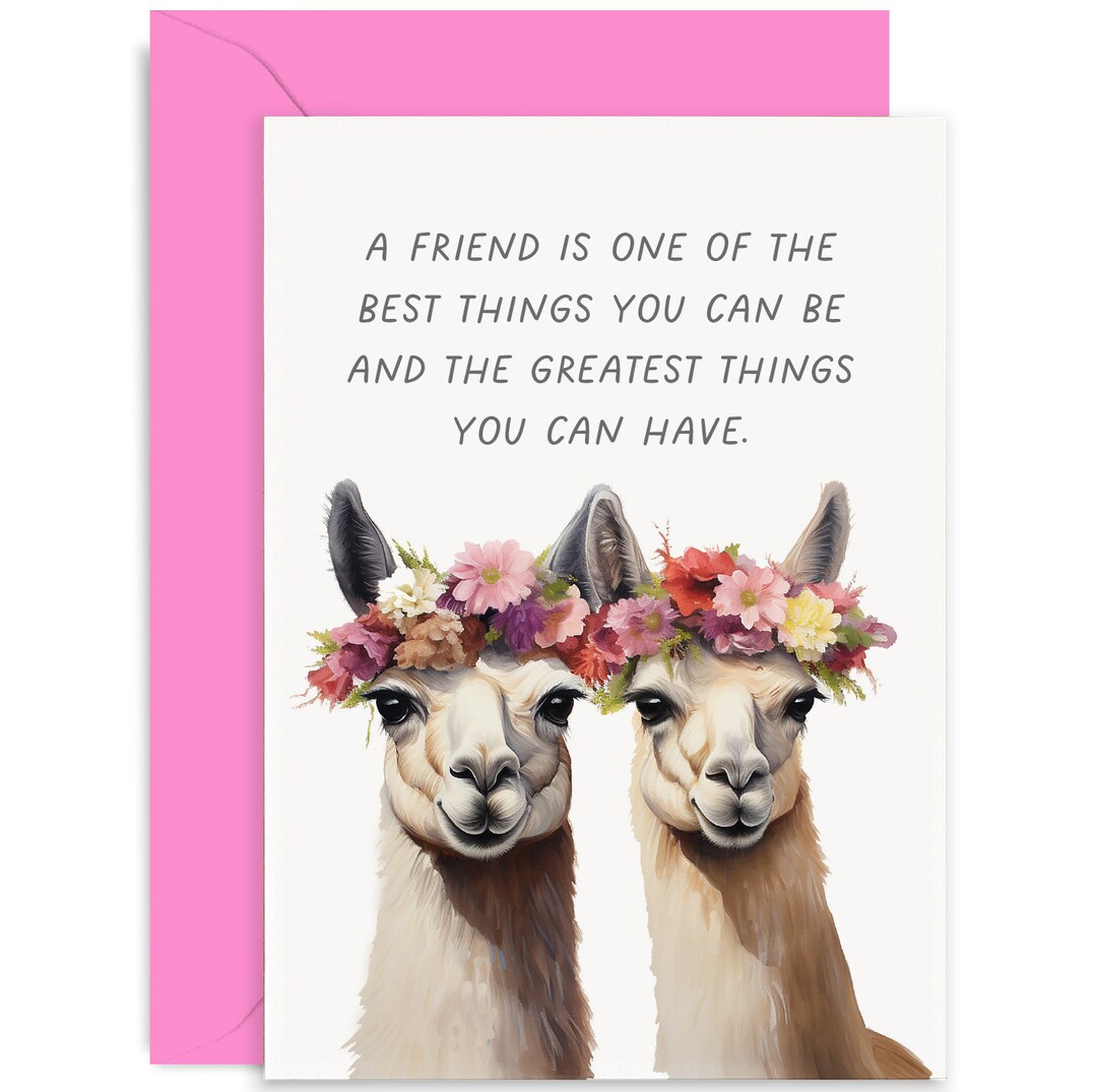 Llama Friendship Quote Card - Cute Card - Friendship Card - Quote Card ...