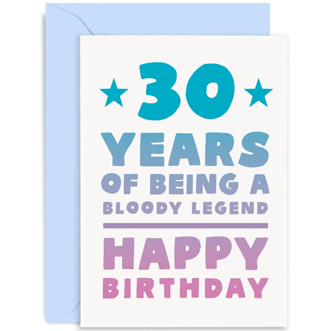 30 Years Legend Joke Card - 30th Birthday Card for Him - 30th Birthday ...
