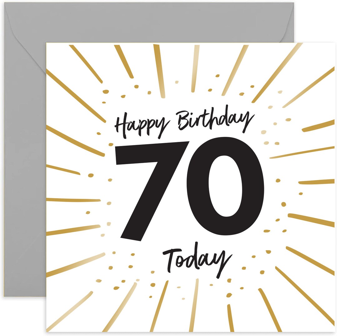 70th Gold Sparkles Birthday Card - Fun Birthday Card - Seventy Birthday ...