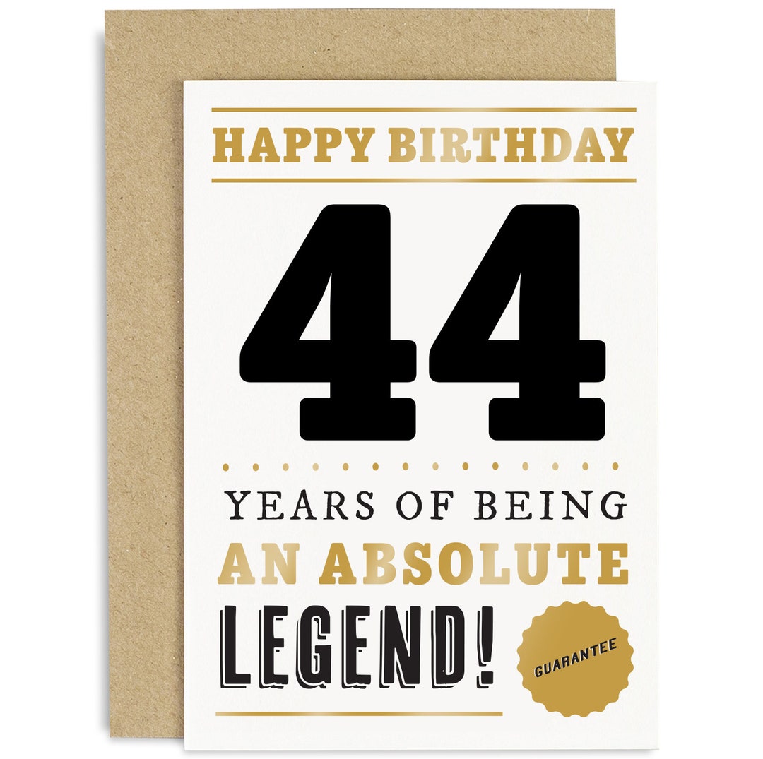 44 Years Legend Card - 44th Birthday Card for Him - 44th Birthday Card ...
