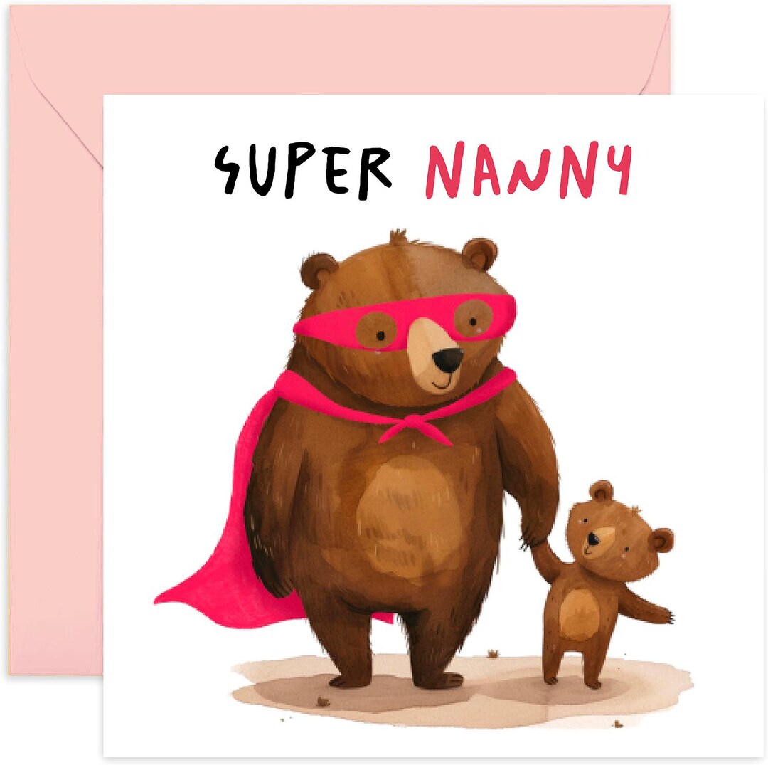 Super Nanny Bear Card - Birthday Card for Nanny - for Her - Family Card ...