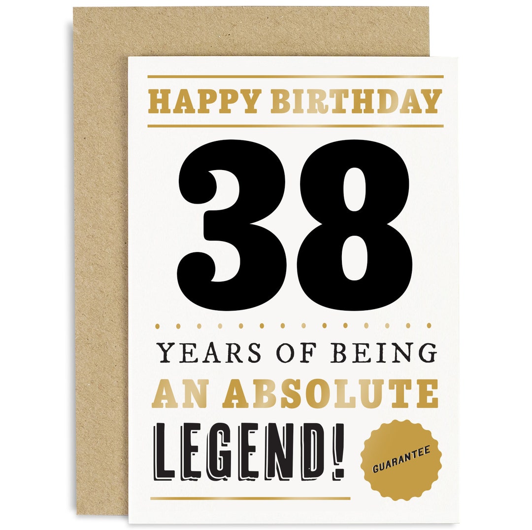 38 Years Legend Card - 38th Birthday Card for Him - 38th Birthday Card ...
