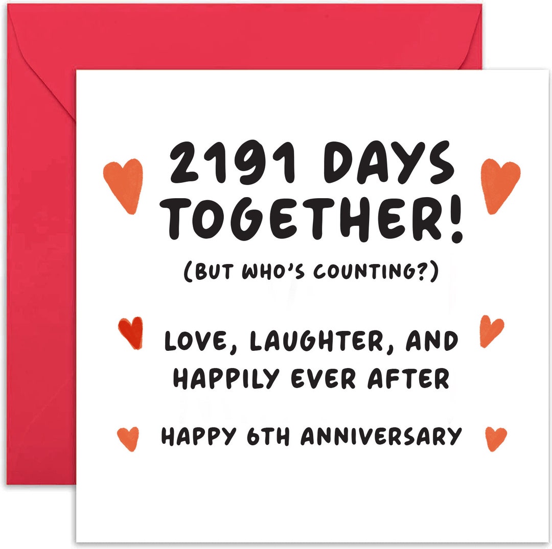 2191 Days Together Anniversary Card - Valentine's Day Card - Love Card ...