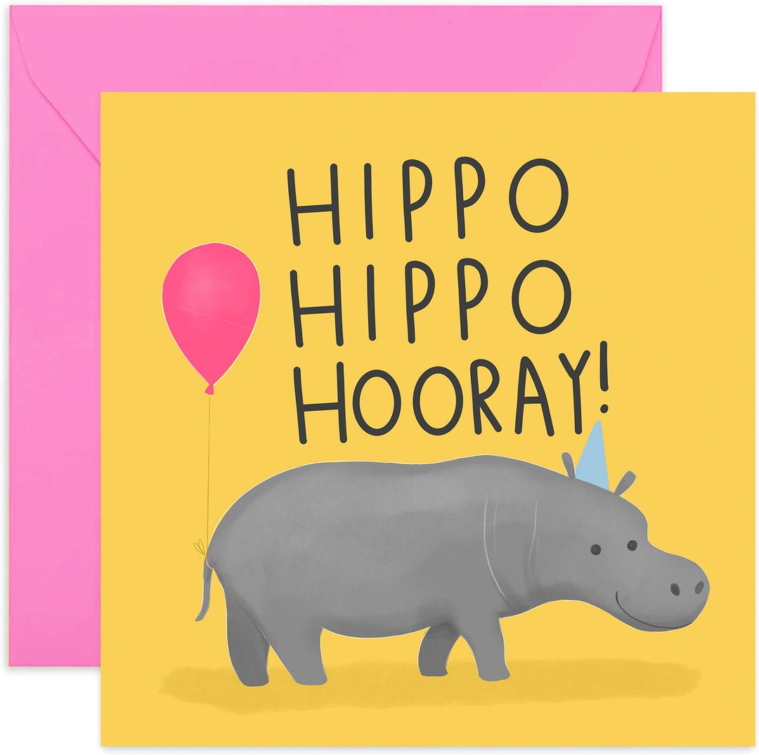 Hippo Hippo Birthday Card - Fun Birthday Card for Him or Her - Cute ...