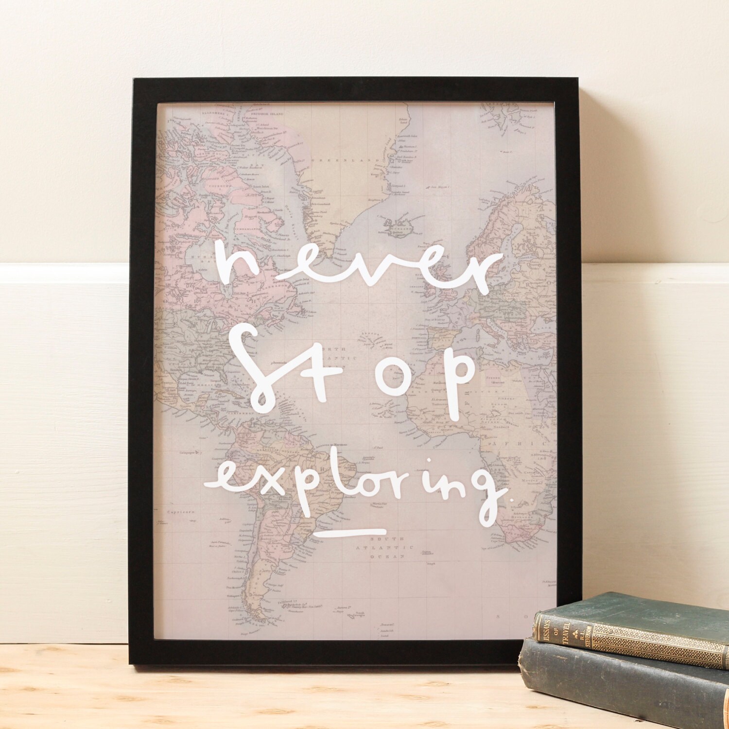Never Stop Exploring World Map Print Word Map Wall Art | Etsy
