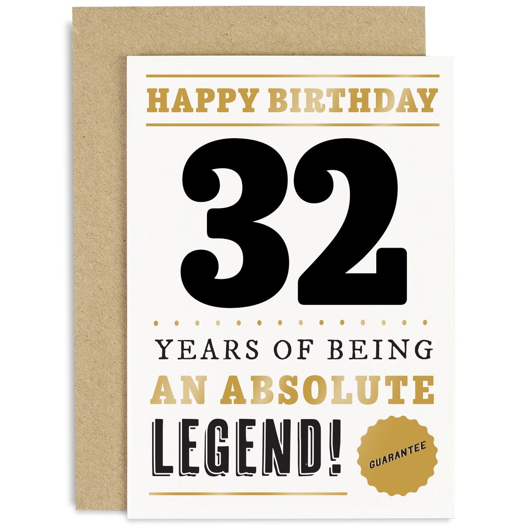 32 Years Legend Card - 32nd Birthday Card for Him - 32nd Birthday Card ...