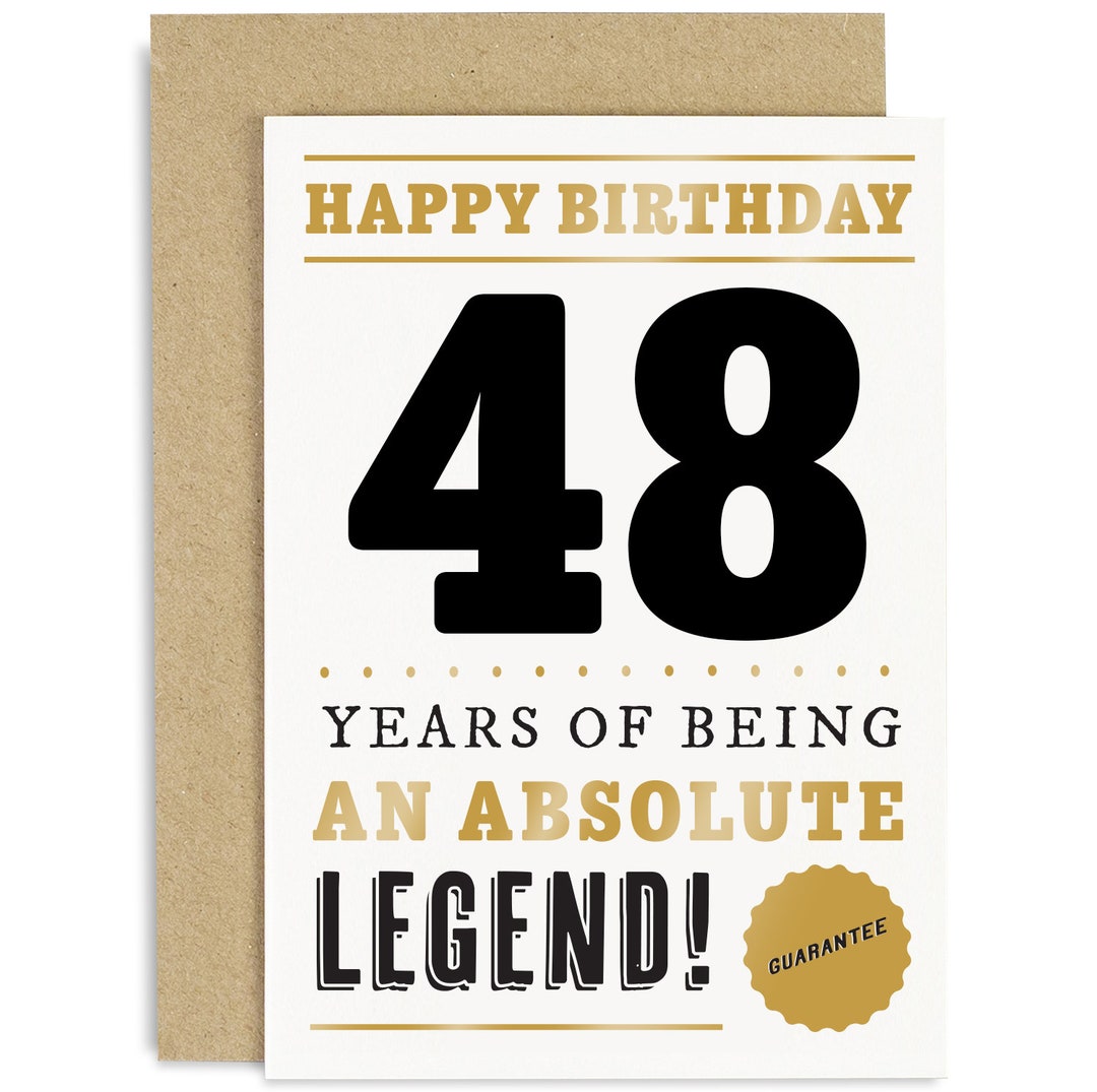 48 Years Legend Card - 48th Birthday Card for Him - 48th Birthday Card ...