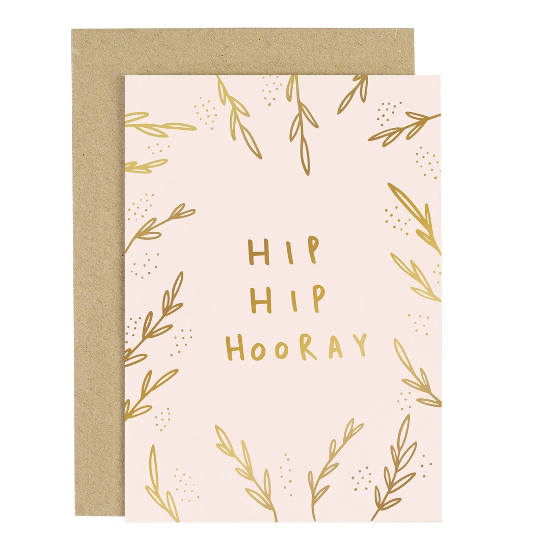 Hip Hip Hooray Blush Pink Greeting Card - Hip Hip Hooray Card - Foiled ...