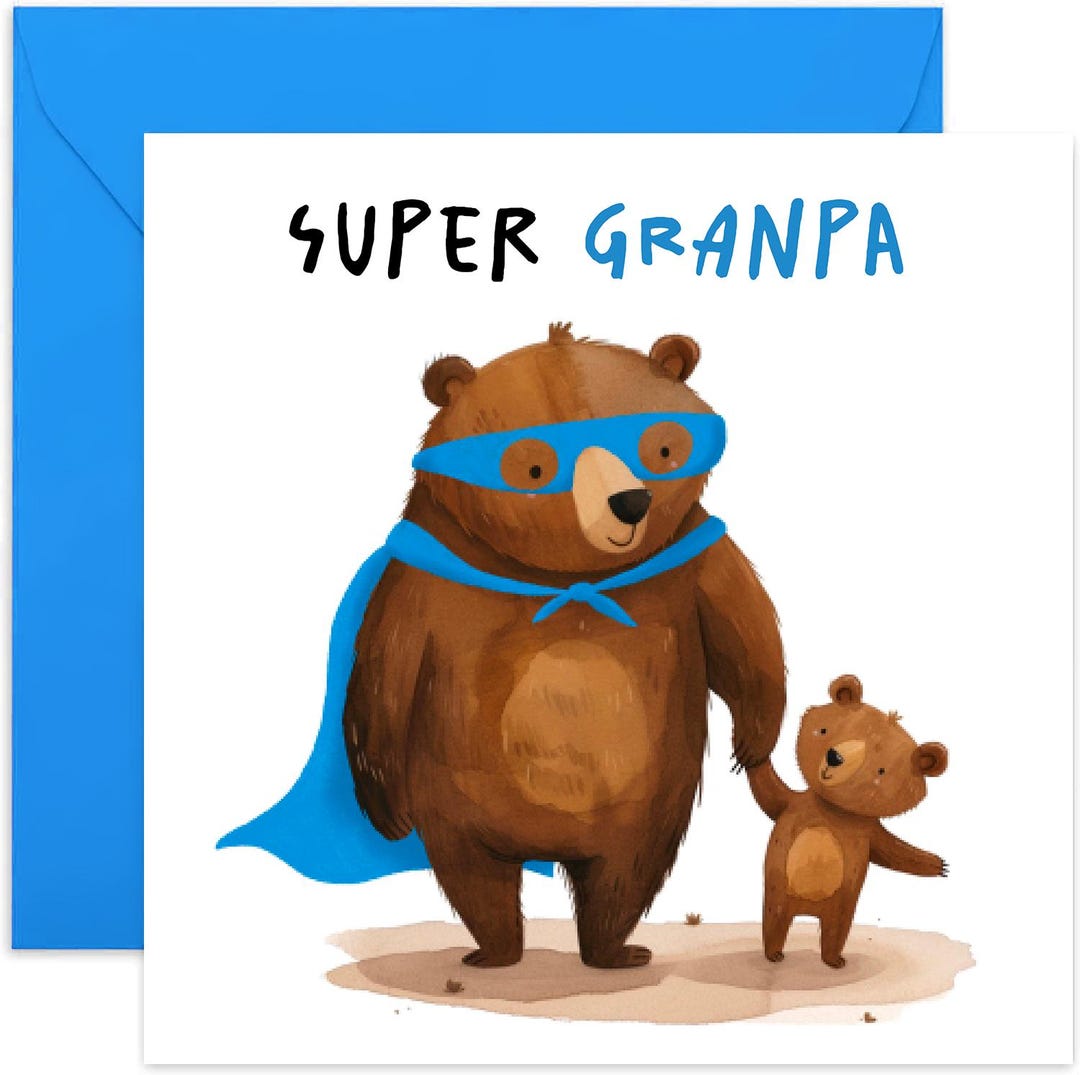Super Grandpa Bear Card - Birthday Card for Grandpa - for Him - Family ...