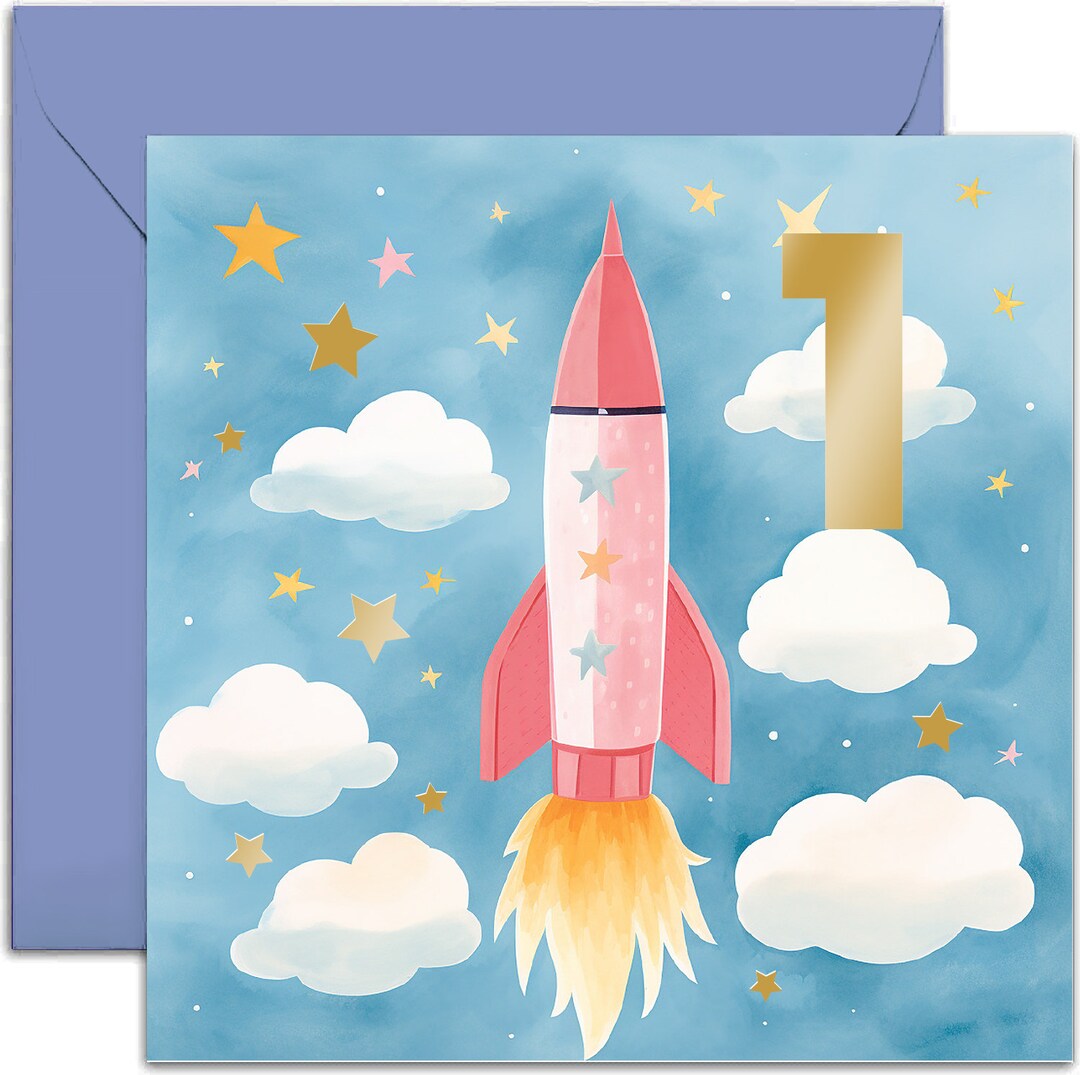 Rocket 1st Birthday Card - 1st Birthday Card - Rocket Birthday Card ...