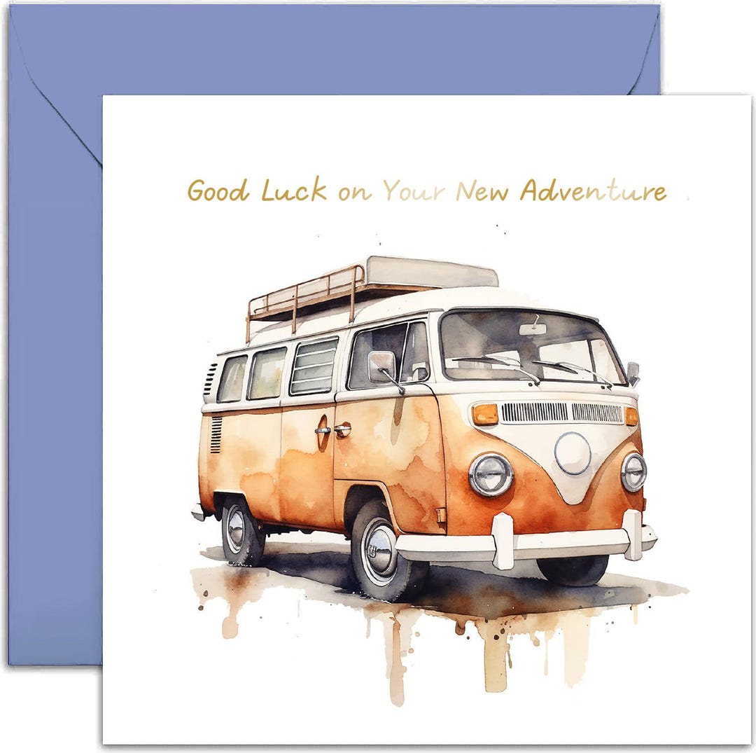 Campervan Good Luck on New Adventure Card for Him or Her - Fun Leaving ...