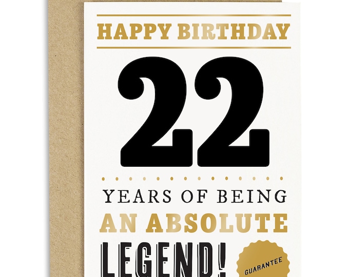 22nd Birthday Card, Funny 22nd Birthday Card, Funny Middle Finger Card, 22 Year Old Birthday ...