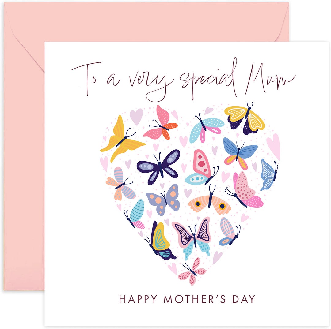 Very Special Mum Butterfly Heart Card - Mothers Day Card - Fun Card for ...