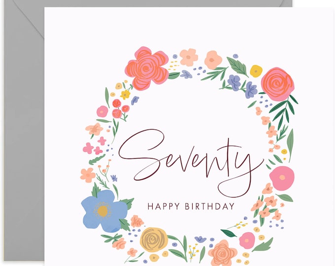 70th Birthday Card, Milestone Birthday Card, Elegant Birthday Card ...