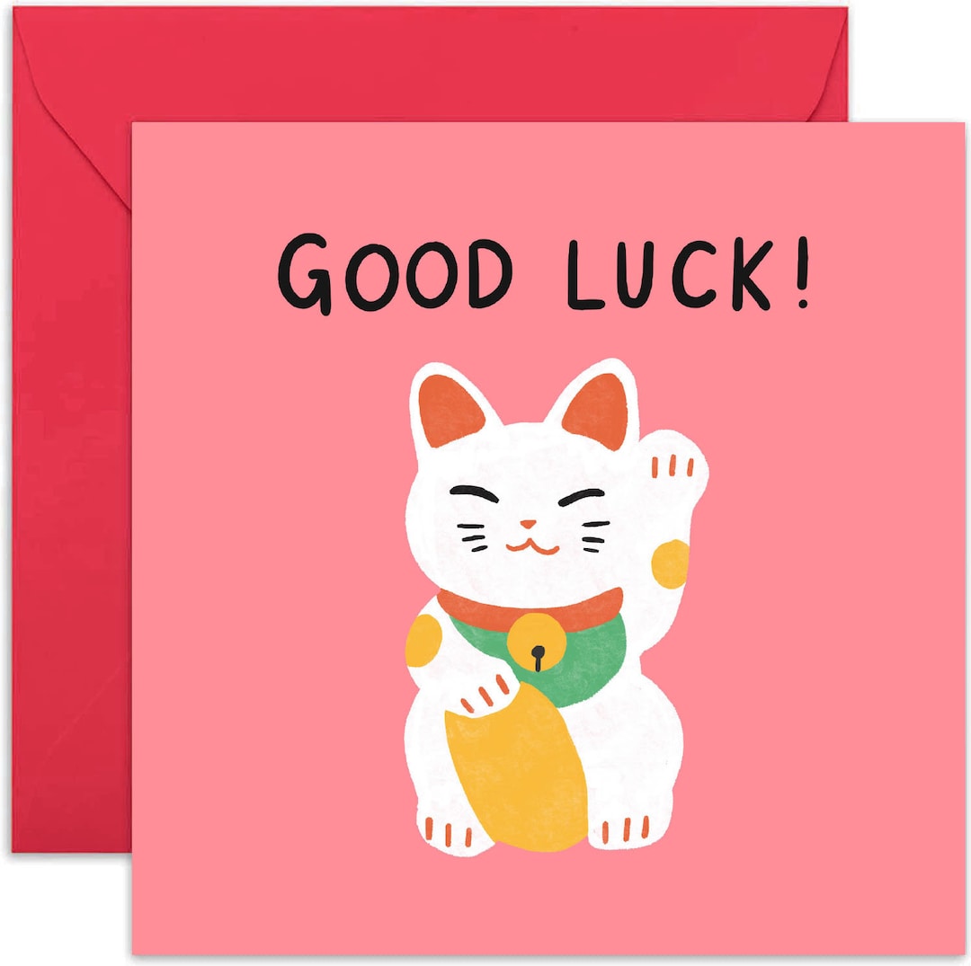 Good Luck Cat Card - Good Luck Card - Celebration Greeting Card ...