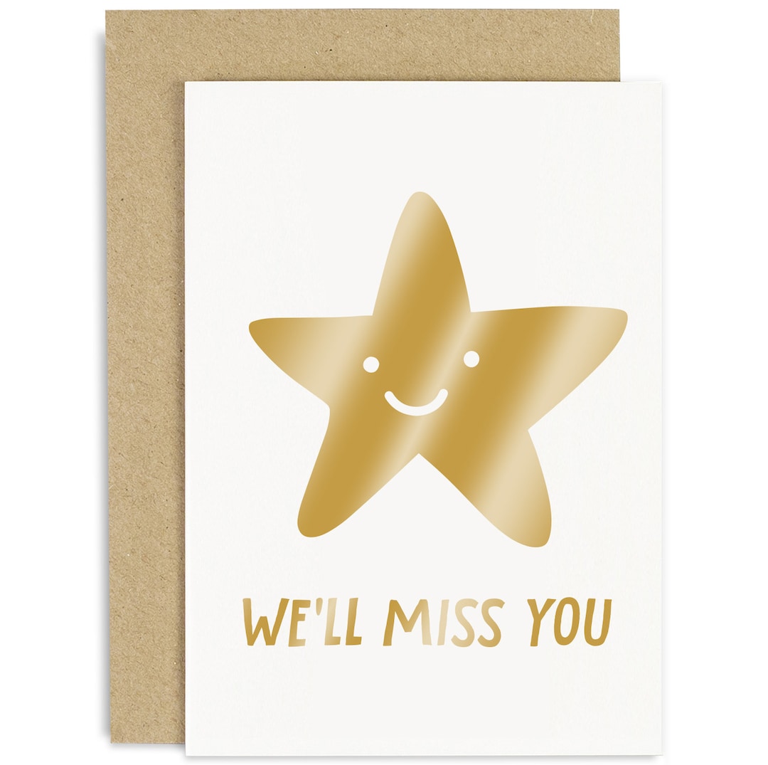We'll Miss You Star Card - Leaving Card - New Job Card - Travelling ...