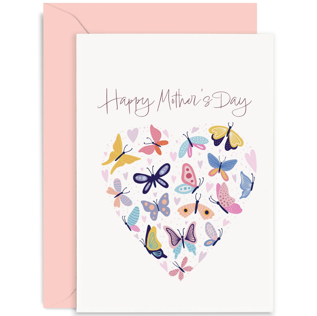 Happy Mother's Day Butterfly Heart Card - Card for Mum - Mother's Day ...