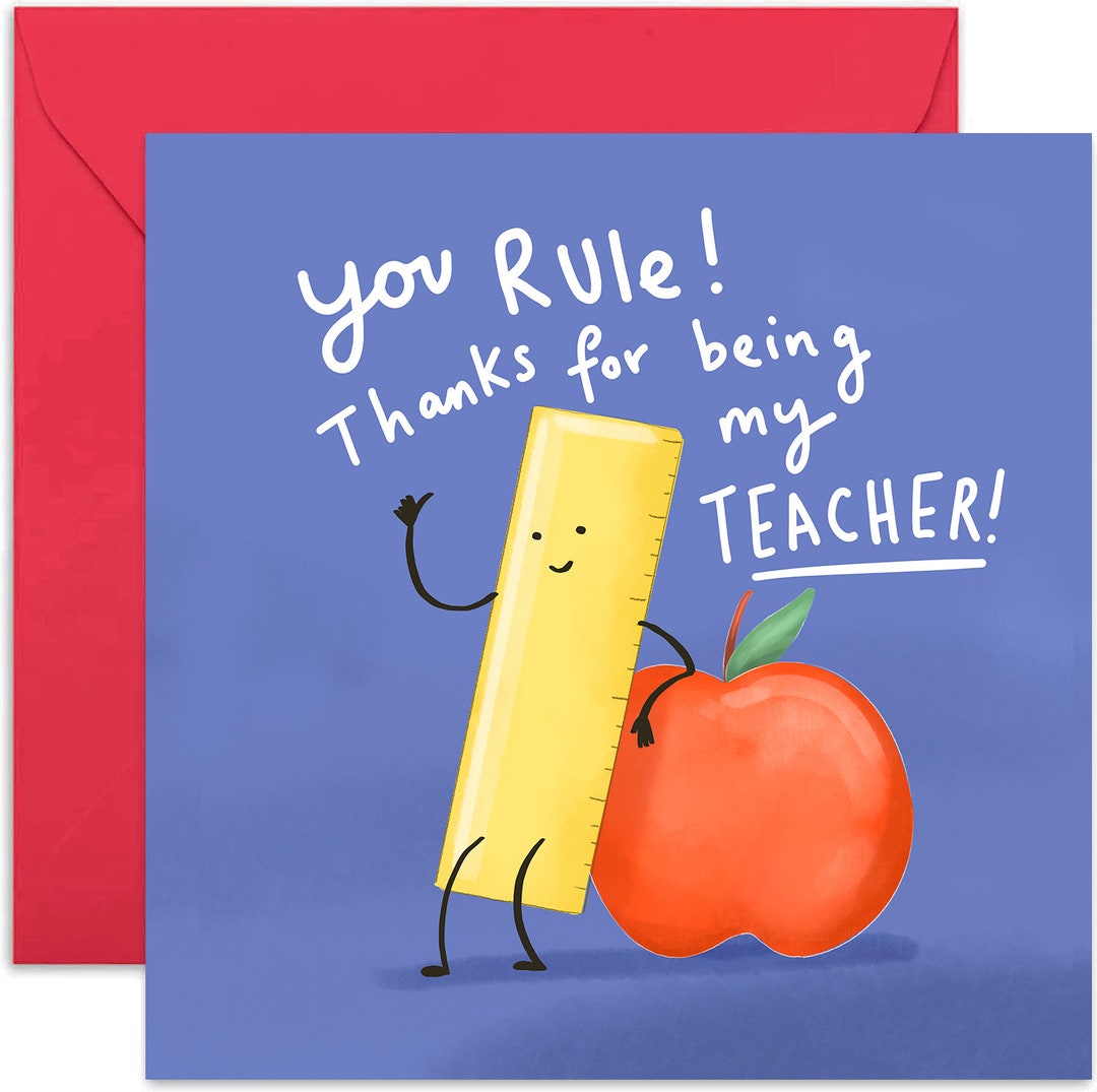 Teacher You Rule Card - Fun Thank You Card - Card Him or Her - Cute ...
