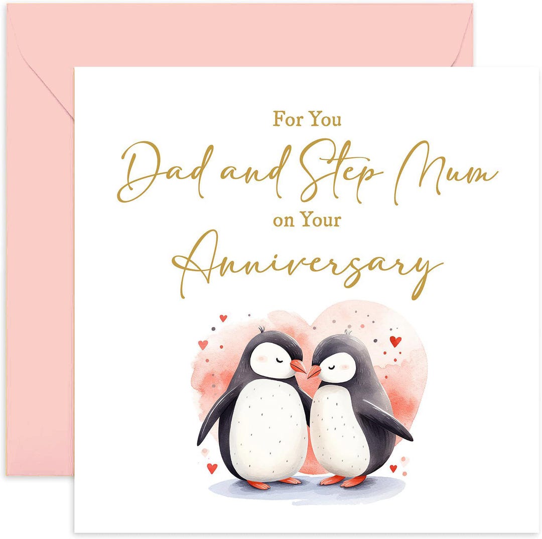 Dad and Step Mum Anniversary Card - Cute Wedding Anniversary Card for ...