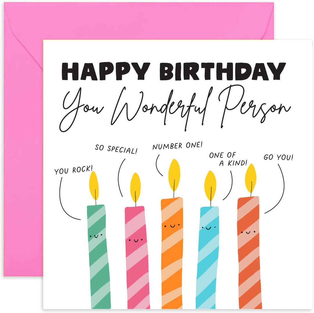 Happy Birthday You Wonderful Person Card - Fun Birthday Card - Friend ...