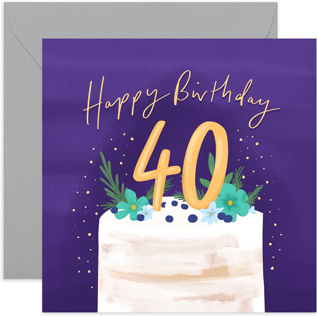 40th Birthday Cake Card - Fun Birthday Card for Her - Fortieth Birthday ...