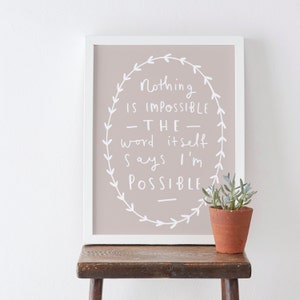 8x10 Audrey Hepburn Quote Print Nothing is Impossible - Etsy UK