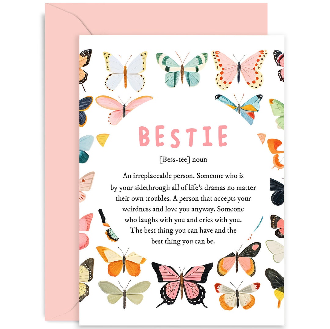 Bestie Definition Butterfly Card - Cute Card - Friendship Card - Card ...