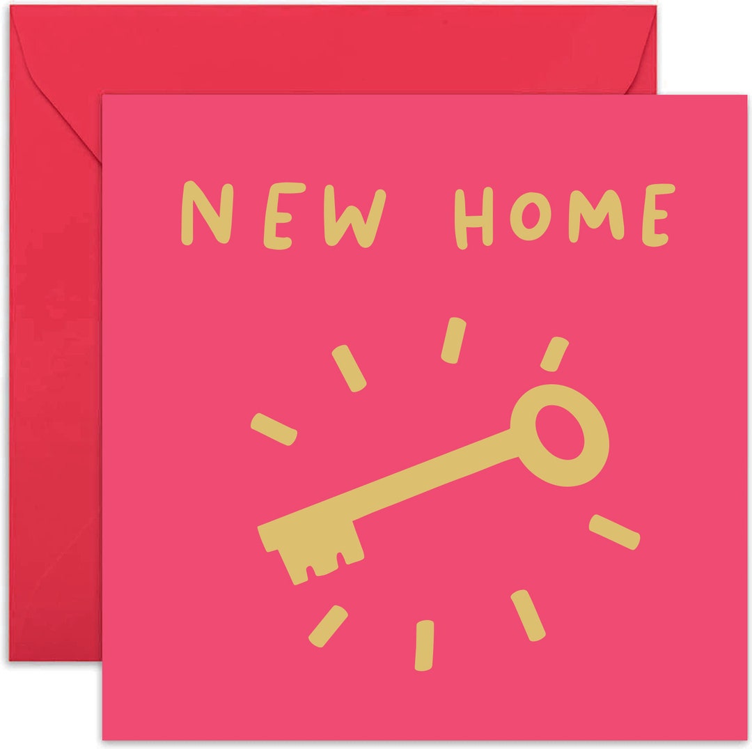 New Home Red Key Card - Fun New Home Card - Cute Housewarming Greeting ...