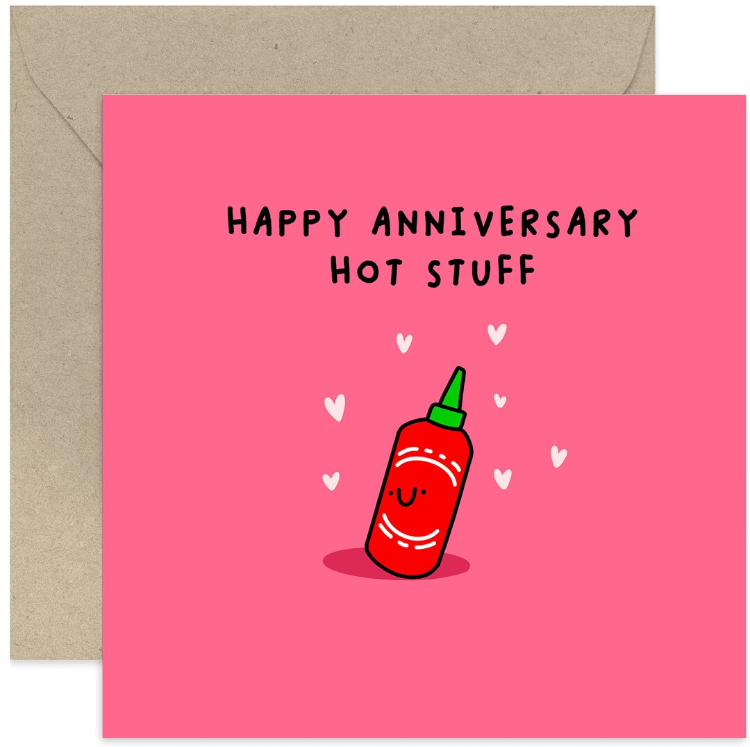 Happy Anniversary Hot Stuff Card - Wedding Anniversary Card - Couple ...