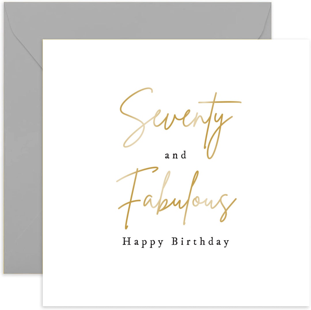Seventy and Fabulous Birthday Card - Happy 70th Birthday Card - Gold ...